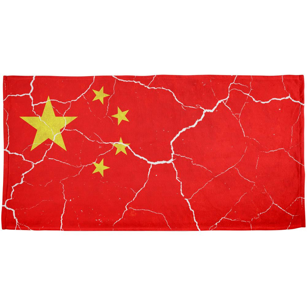 Distressed Chinese Flag All Over Beach Towel – Old Glory