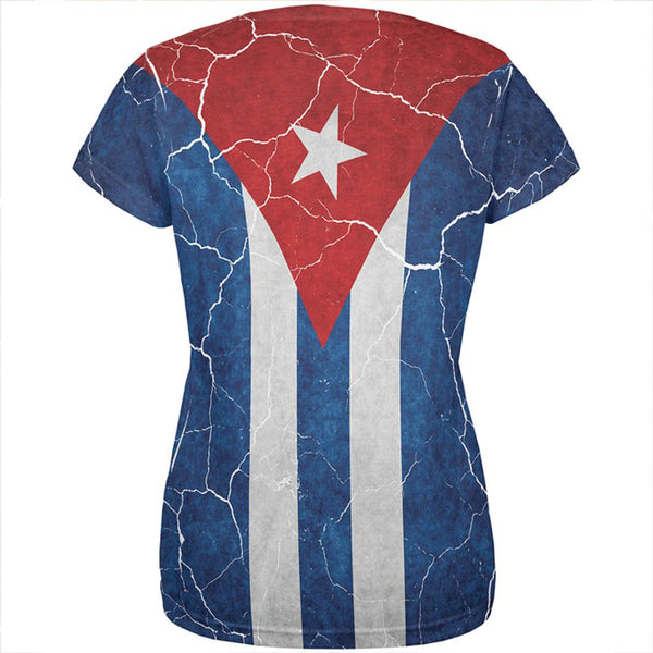 Distressed Cuban Flag All Over Womens T Shirt – Old Glory