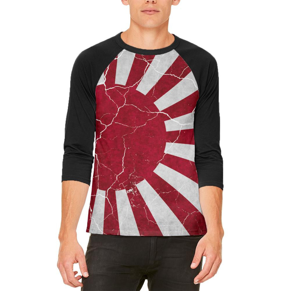 Distressed Japanese Rising Sun Flag Mens Raglan T Shirt – Old Glory
