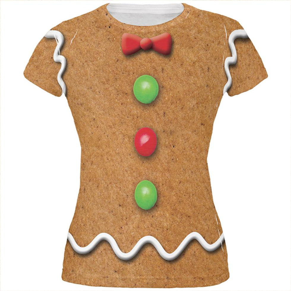 Gingerbread Man Costume All Over Juniors T Shirt – Old Glory