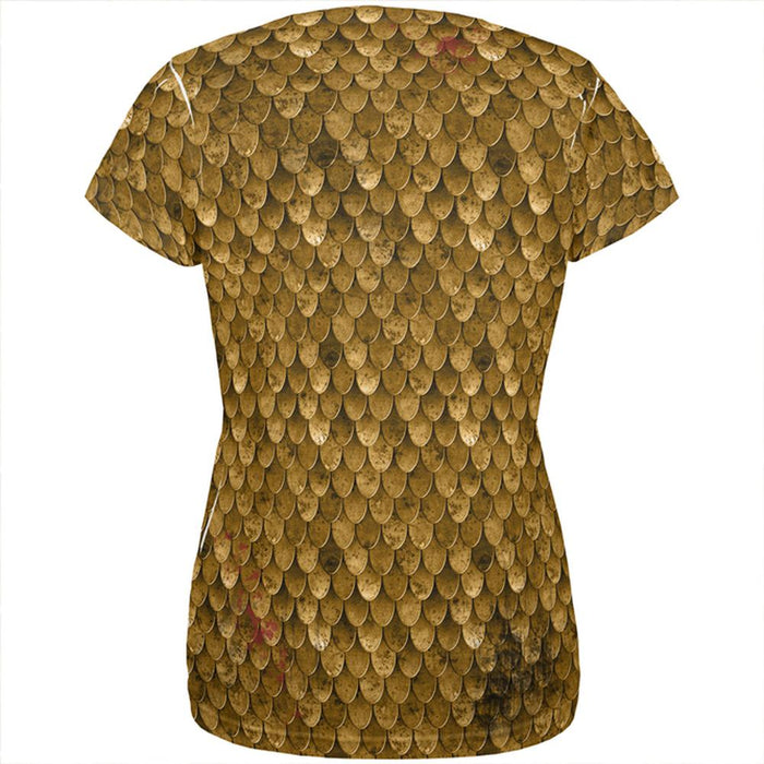 Halloween Battle Damage Bronze Scale Armor Costume All Over Womens T S ...