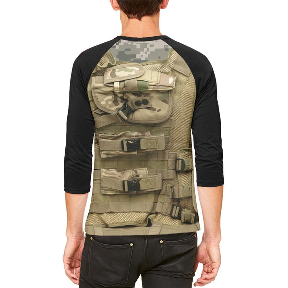 Halloween Costume Desert Tactical Military Vest Costume Mens Raglan T ...