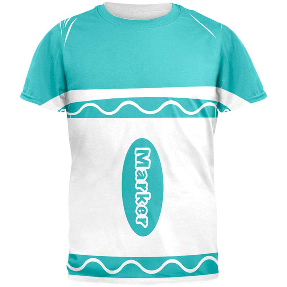 Halloween Marker Costume Aqua Blue All Over Mens T Shirt – Old Glory
