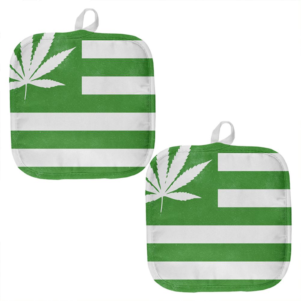American High Pot Leaf Flag All Over Pot Holder (Set of 2) – Old Glory