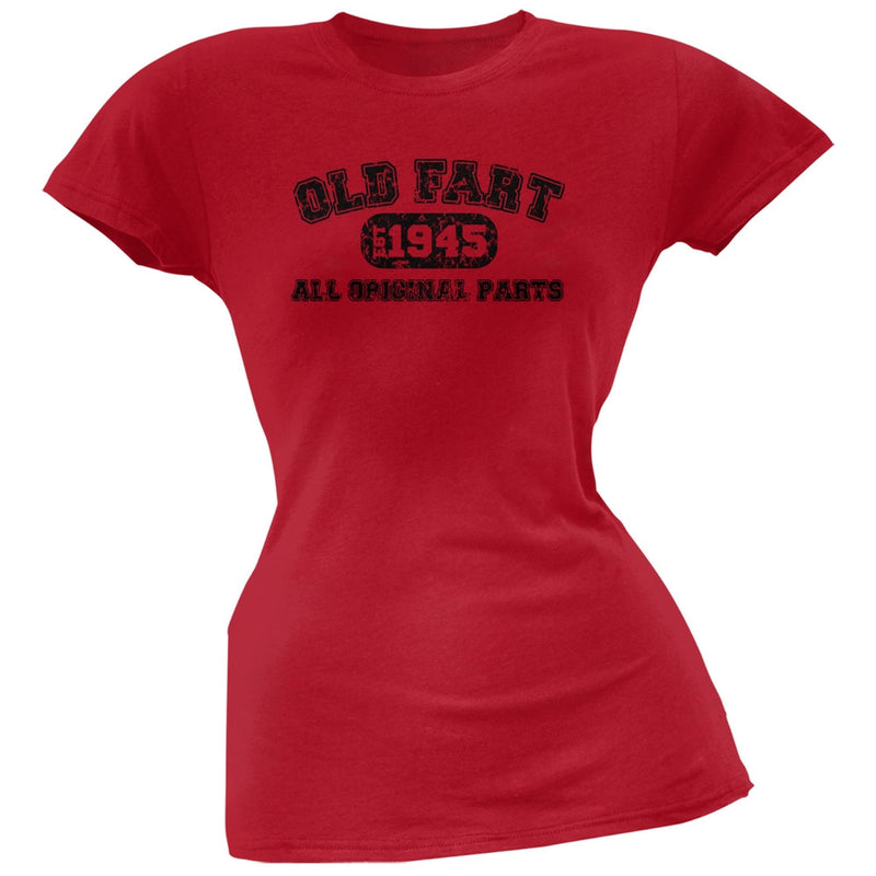 Old Fart Original Parts 1945 Funny Red Juniors Soft T-Shirt – Old Glory
