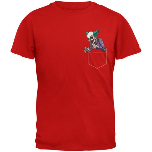 Pocket Halloween Horror Scary Clown Red Adult T-Shirt – Old Glory