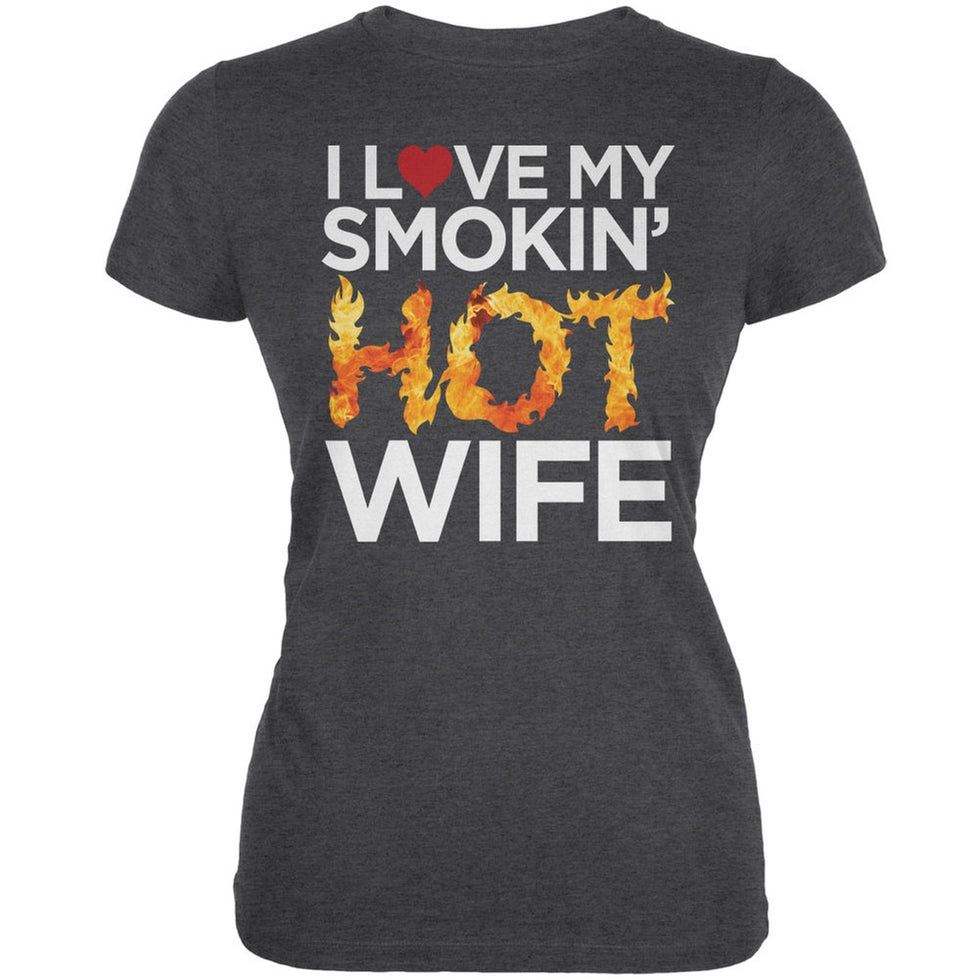 Valentine's Day I Love My Smokin Hot Wife LGBT Black Juniors Soft T-Sh – Old Glory