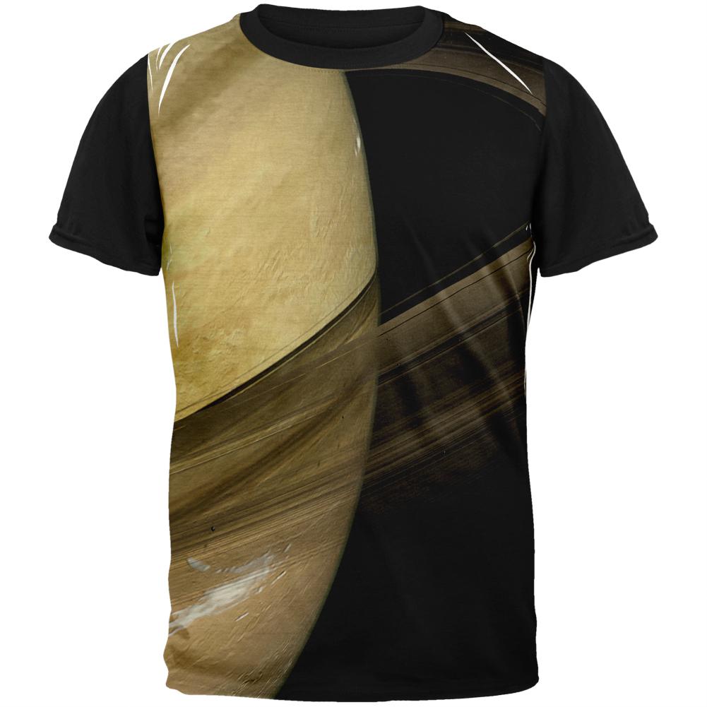 Solar System Planet Saturn Adult Black Back T-Shirt – Old Glory