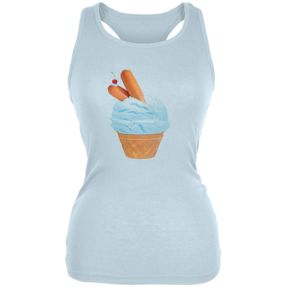 Ice Cream Cone Hot Dog Pale Blue Juniors Soft Tank Top – Old Glory