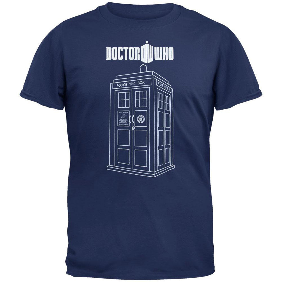 Doctor Who - Linear Tardis Navy Adult T-Shirt – Old Glory