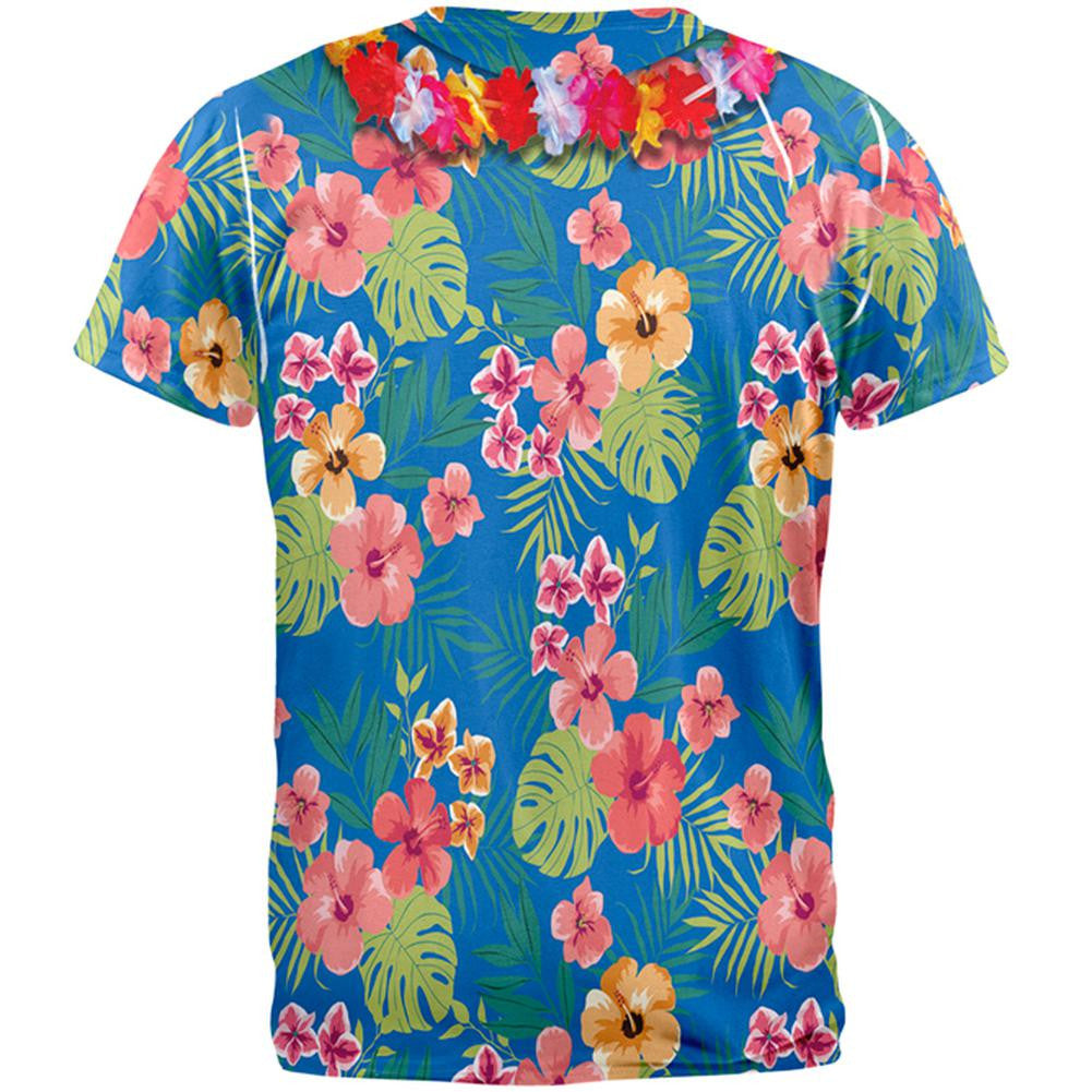 Hawaiian Shirt With Lei All Over Costume Adult T-Shirt – Old Glory
