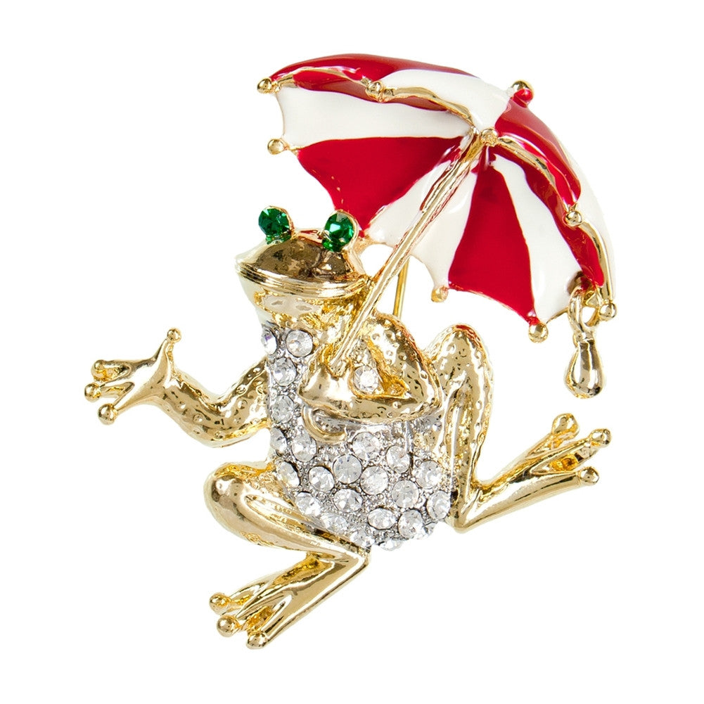 Frog Gemmed Body & Umbrella Brooch – Old Glory