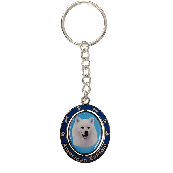 American Eskimo Portrait Oval Metal Keychain – Old Glory