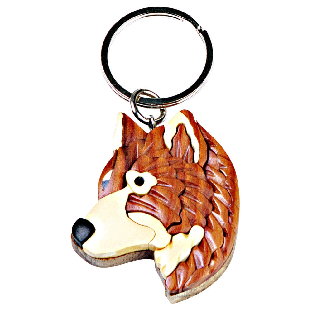 Wolf Wooden Keychain – Old Glory